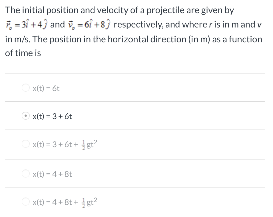 Solved The initial position and velocity of a projectile are | Chegg.com