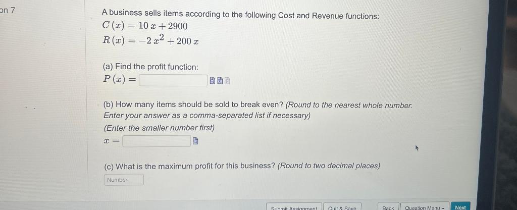 Solved A business sells items according to the following | Chegg.com