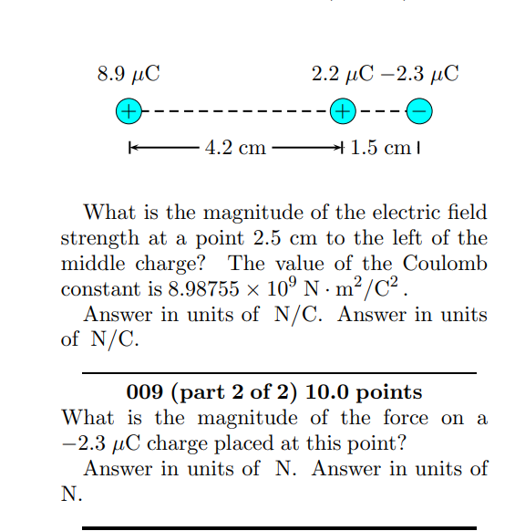 Solved What is the magnitude of the electric field strength | Chegg.com