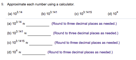 Solved 9. Approximate each number using a calculator. (a) | Chegg.com