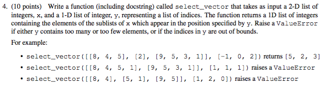 Solved 4. (10 points) Write a function (including docstring) | Chegg.com