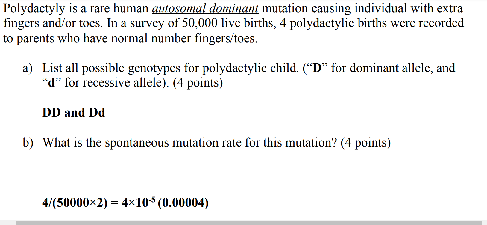 Solved Polydactyly is a rare human autosomal dominant | Chegg.com