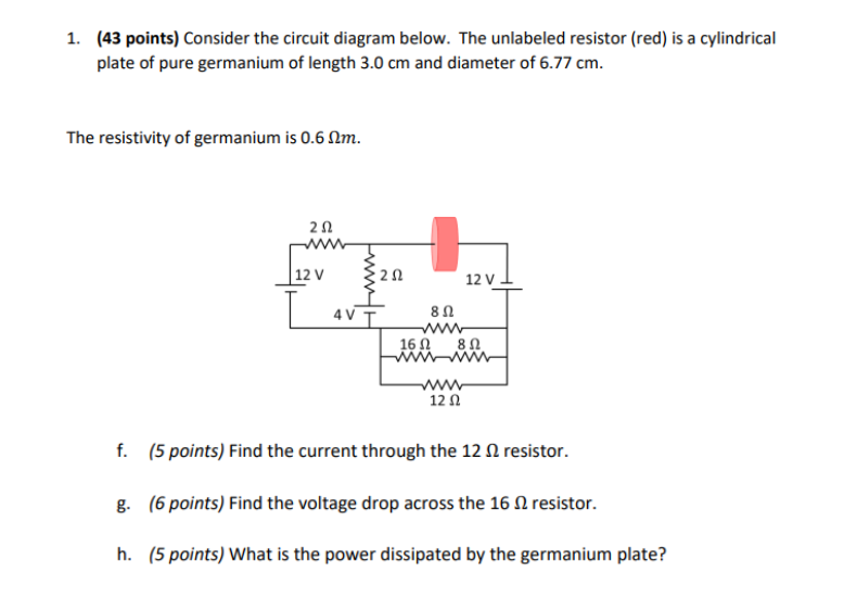 Solved 1. (43 points) Consider the circuit diagram below. | Chegg.com