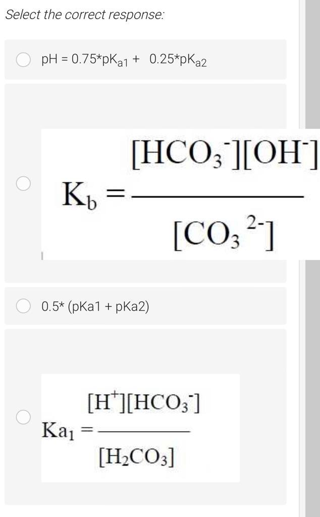 Solved = Carbonic acid (H2CO3) has a pka1 = 3.60 and a pka2 | Chegg.com