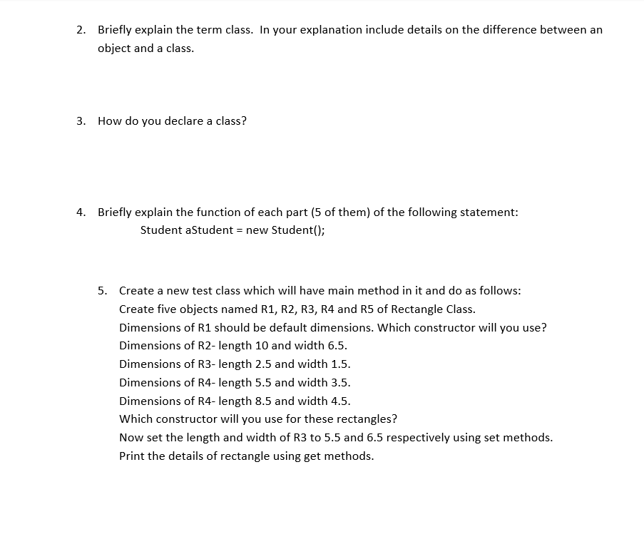 Solved 2. Briefly explain the term class. In your | Chegg.com
