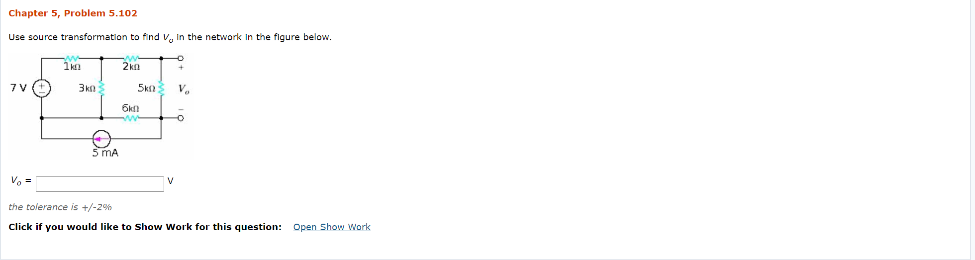 Solved Chapter 5, Problem 5.102 Use source transformation to | Chegg.com