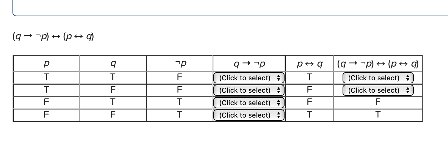 (q→¬p)↔(p↔q) | Chegg.com