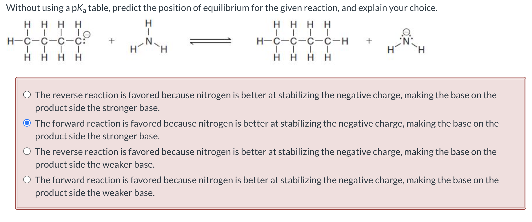 Solved Without using a pKa table, predict the position of | Chegg.com