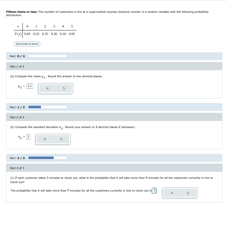 Solved Fifteen items or less: The number of customers in | Chegg.com
