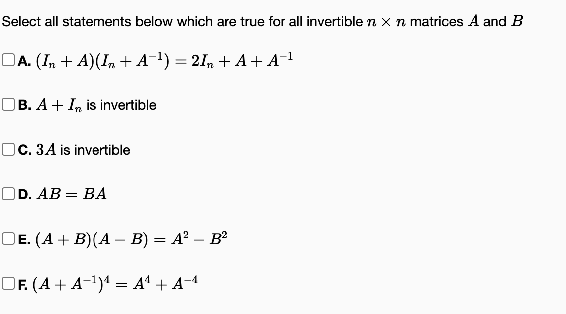Solved Select all statements below which are true for all | Chegg.com
