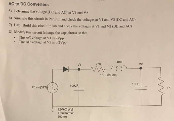 Solved AC to DC Converters 5) Determine the voltage (DC and | Chegg.com