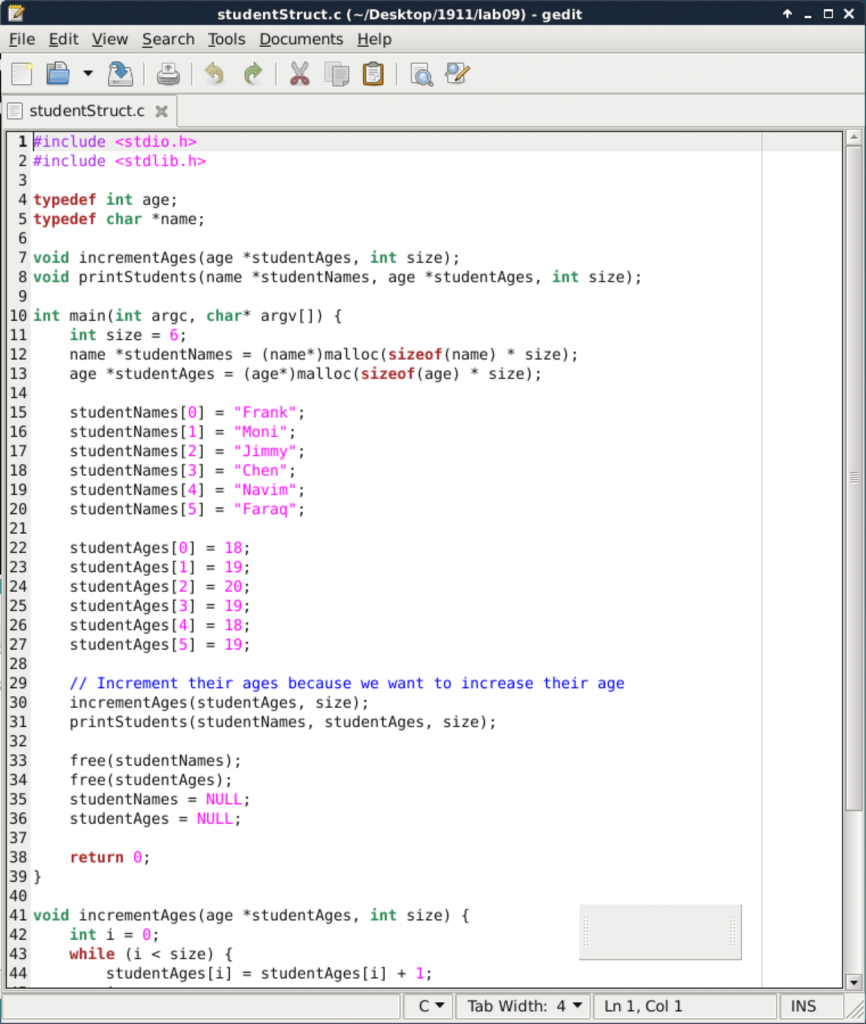 Solved Exercise 1: Structs for Students We've completed a C | Chegg.com