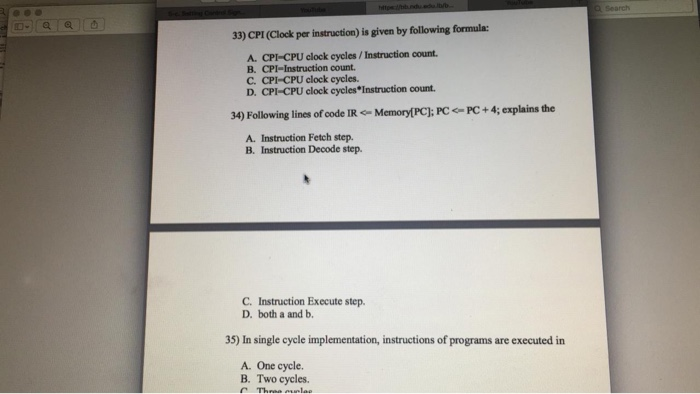 Solved Search 33) CPI (Clock per instruction) is given by | Chegg.com