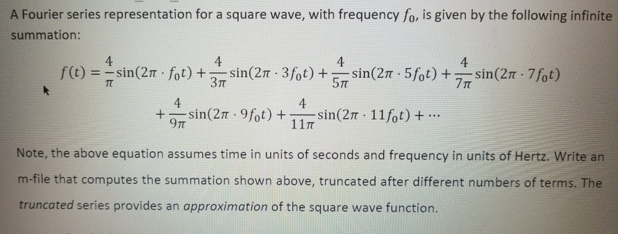 Solved A Fourier series representation for a square wave, | Chegg.com