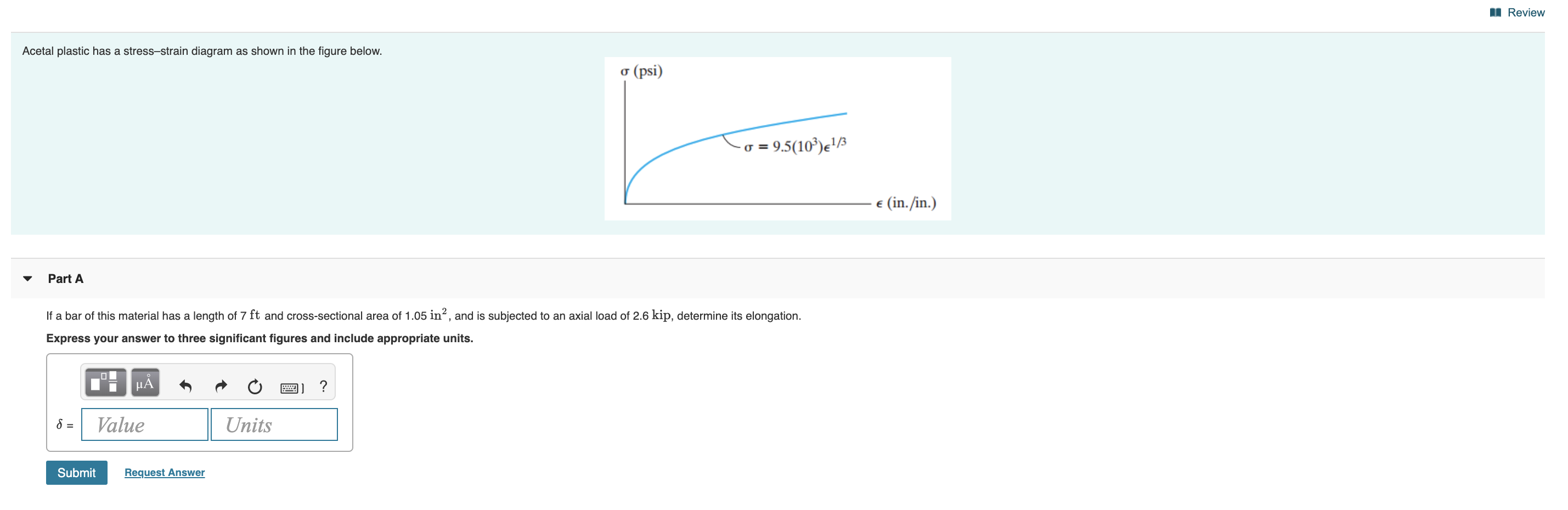 Solved Acetal plastic has a stress–strain diagram as shown | Chegg.com