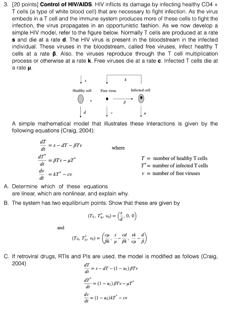 Solved 3. [20 points] Control of HIV/AIDS. HIV inflicts its | Chegg.com