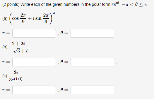 Solved (2 points) Write each of the given numbers in the | Chegg.com