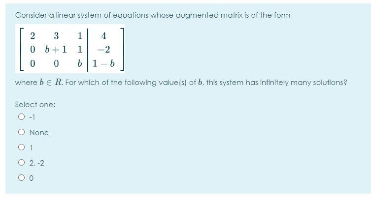 Solved Consider a linear system of equations whose augmented | Chegg.com