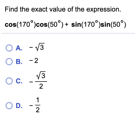 Solved Find the exact value of the expression. | Chegg.com