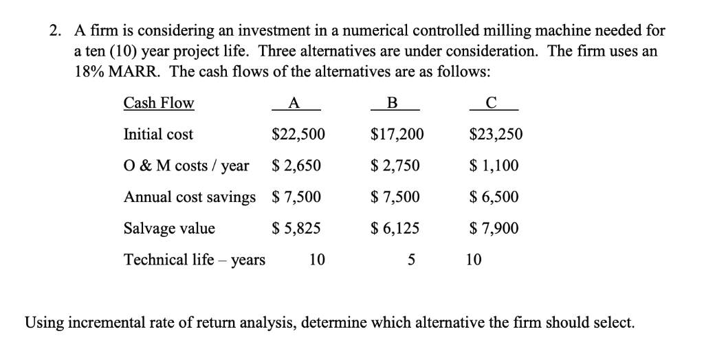 A firm is considering an investment in a numerical | Chegg.com
