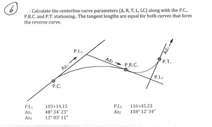 : Calculate the centerline curve parameters (A, R, T, | Chegg.com