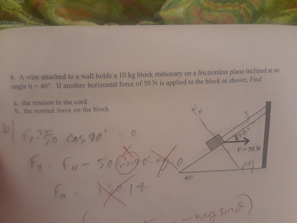 Solved 4. A wire attached to a wall holds a 10 kg block | Chegg.com