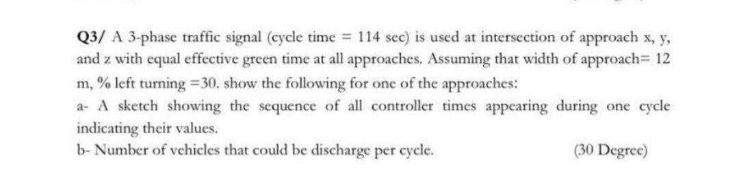 Solved Q3/ A 3-phase traffic signal (cycle time = 114 see) | Chegg.com