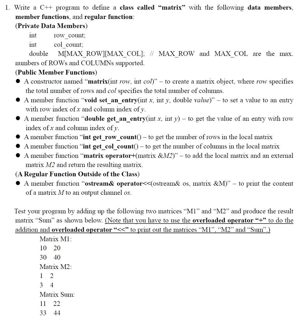 Solved I. Write a C++ program to define a class called | Chegg.com