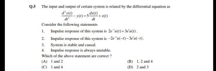 Solved dt Q.5 The input and output of certain system is | Chegg.com