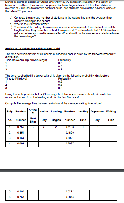 Solved During registration period at Utama University' every | Chegg.com