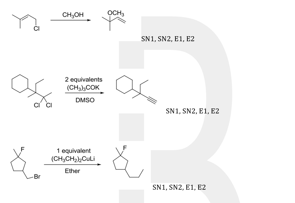 Solved CH3OH OCH3 SN1, SN2, E1, E2 as 2 equivalents | Chegg.com