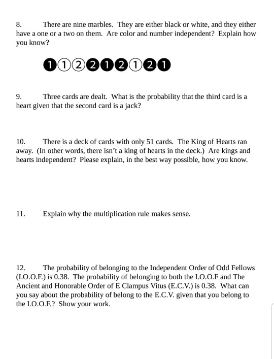 Solved 8. There are nine marbles. They are either black or | Chegg.com