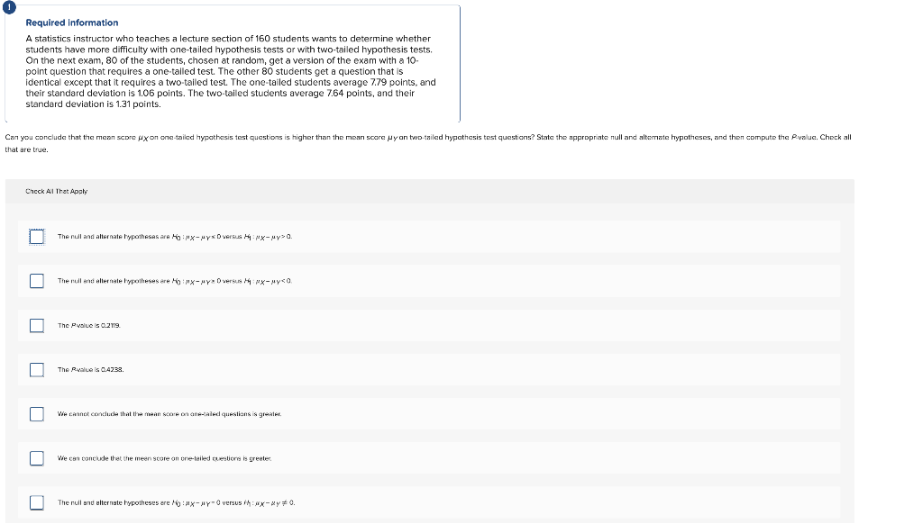 Solved Required Information A Statistics Instructor Who