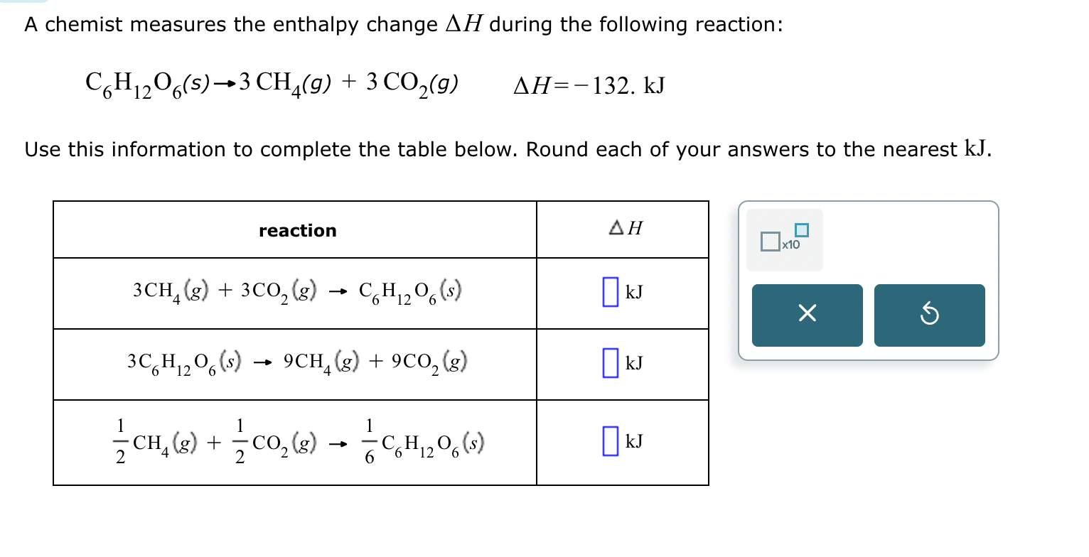Solved A chemist measures the enthalpy change ΔH ﻿during the | Chegg.com