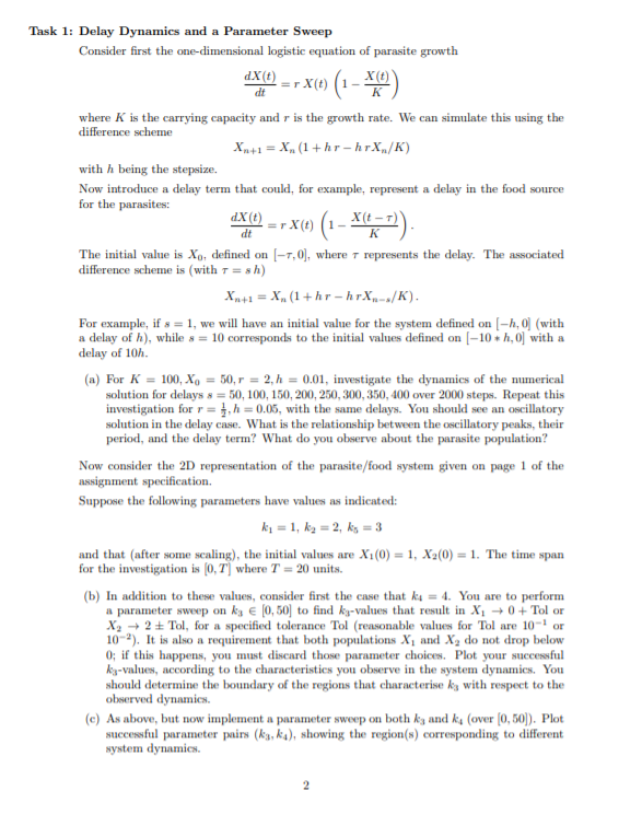 The Parasite Model Consider the following | Chegg.com