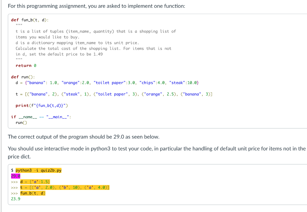 Solved For this programming assignment, you are asked to | Chegg.com