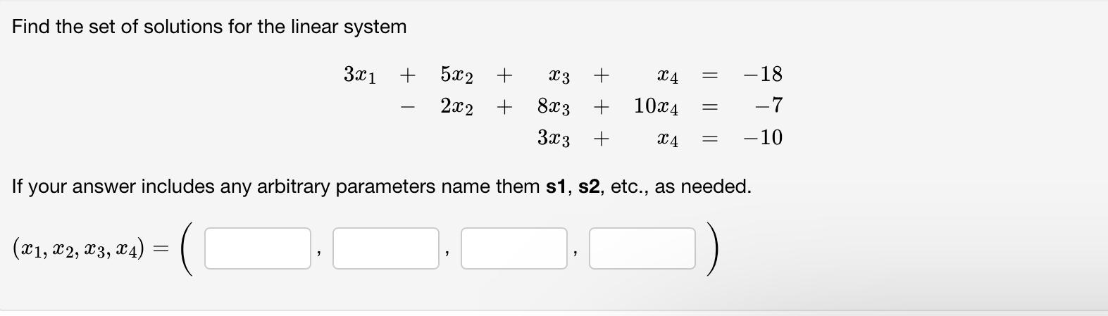 Solved Find the set of solutions for the linear system | Chegg.com