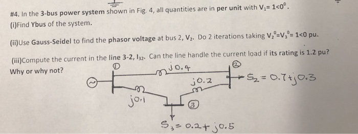 Solved #4. In the 3-bus power system shown in Fig. 4, all | Chegg.com