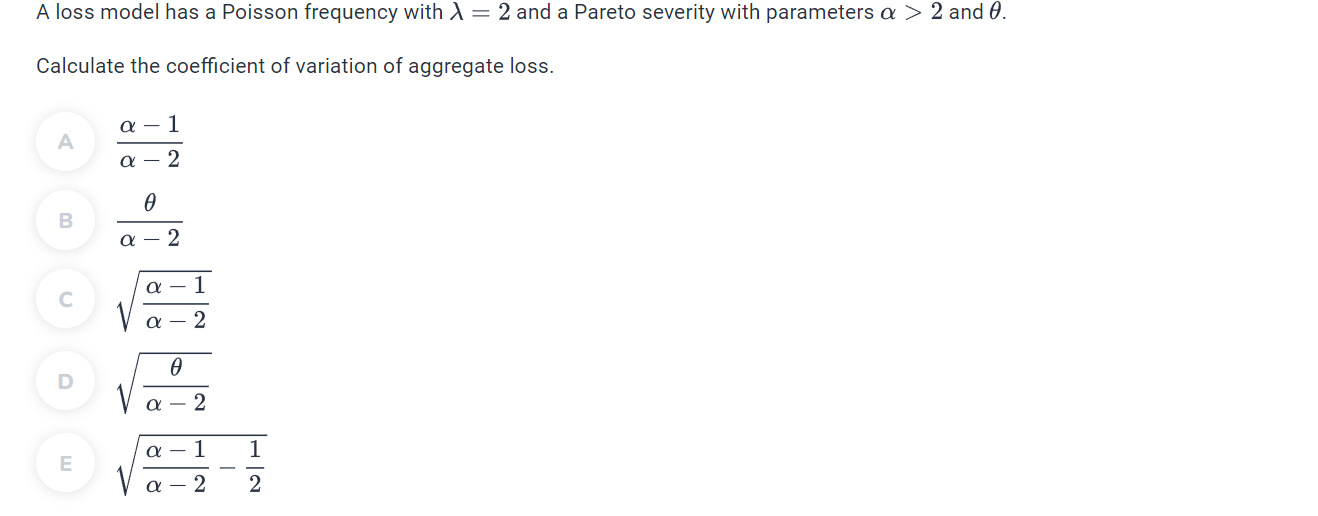 Solved A loss model has a Poisson frequency with λ=2 ﻿and a | Chegg.com