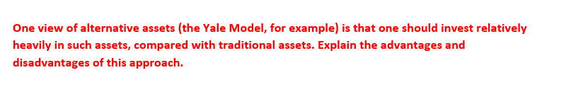 One view of alternative assets (the Yale Model, for | Chegg.com