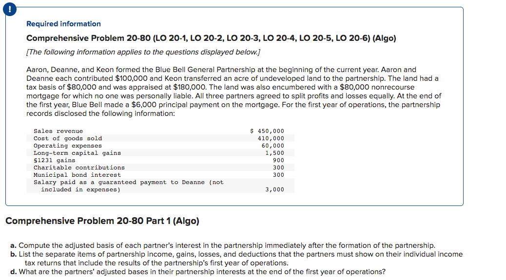 Solved Required information Comprehensive Problem 20-80 (LO | Chegg.com