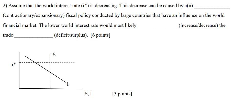 Solved 2) Assume that the world interest rate (r∗) is | Chegg.com