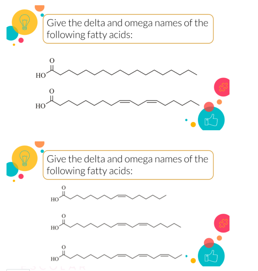 Solved Give the delta and omega names of the following fatty | Chegg.com