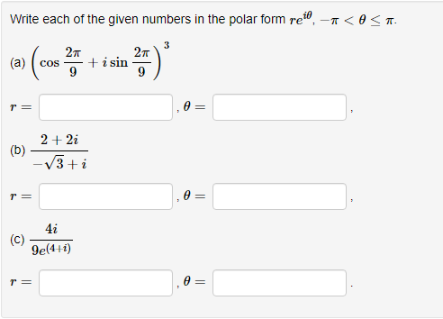 Solved Write each of the given numbers in the polar form | Chegg.com