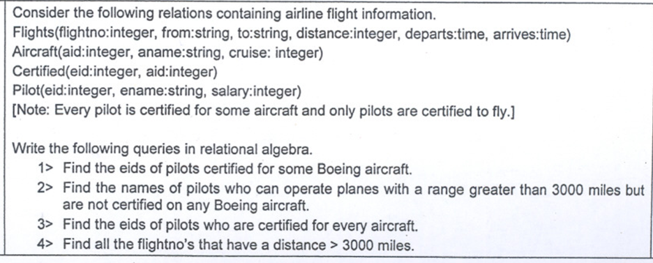 Solved Consider the following relations containing airline | Chegg.com