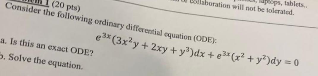 Solved Consider the following ordinary differential equation | Chegg.com
