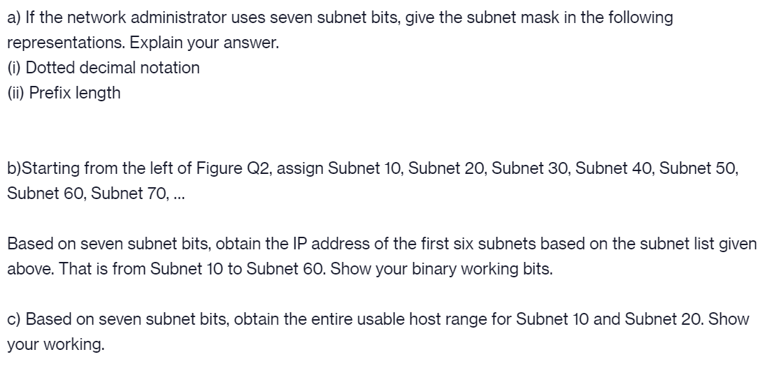 Solved The network topology in Figure Q2 has network address | Chegg.com