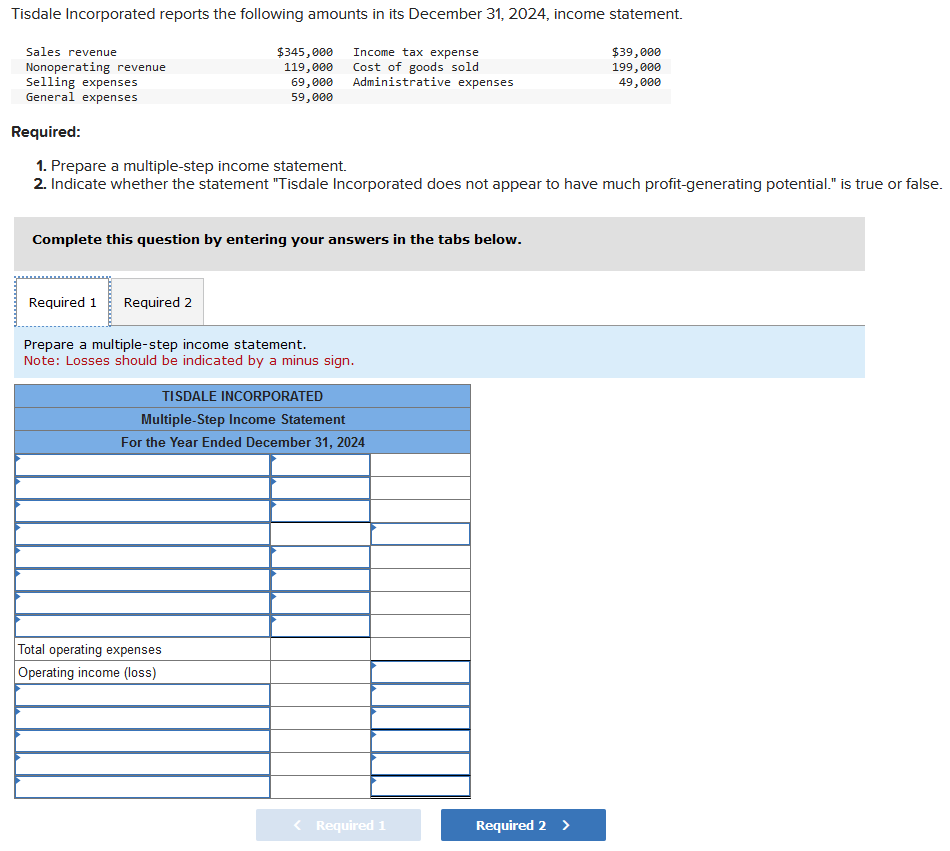 Solved 1. Prepare a multiple-step income statement. 2. | Chegg.com