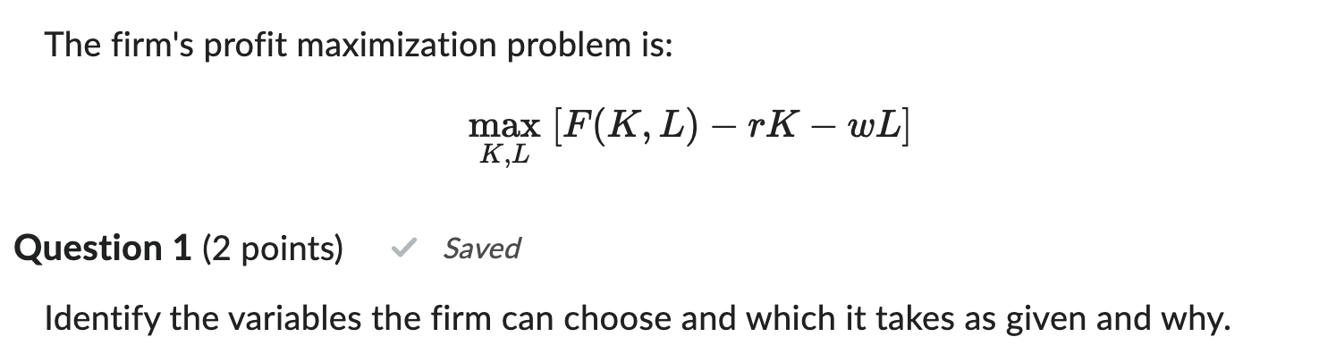 Solved The firm's profit maximization problem | Chegg.com