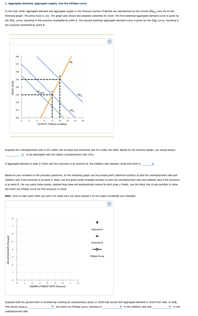 Solved 1. Aggregate demand, aggregate supply, and the | Chegg.com